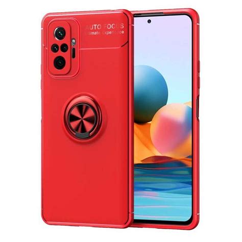 Xiaomi Redmi Note 10 Pro Kılıf Kırmızı Zebana Yüzüklü Silikon Kılıf