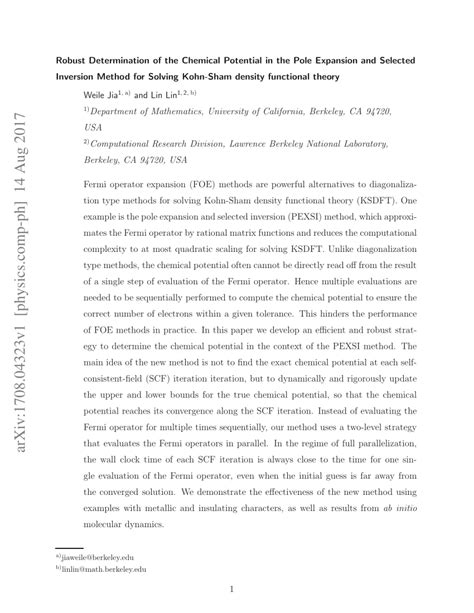 pdf robust determination of the chemical potential in the pole expansion and selected
