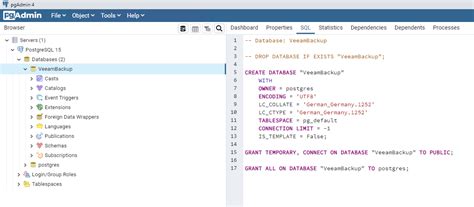 veeam migration der configuration database nach postgresql