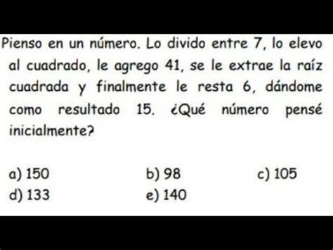 Pienso En Un Numero Lo Divido Entre 7 Lo Elevo Al Cuadrado Le Agrego