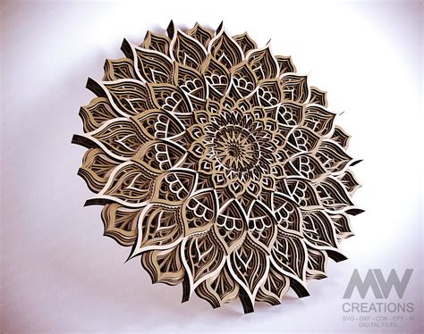 D Layer Mandala Svg Laser Cut Multi Layer Mandala Dxf Etsy