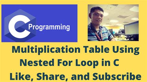 multiplication table using nested for loop in c free computer programming source codes to all