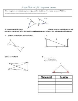 Geometry Student Notes Asa Congruence Theorem By Ms Bryans Math Resources