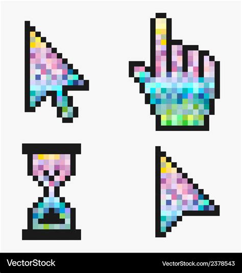 Pixel Cursors Icons Maus Hand Pfeil Stundenglas Vektorbild