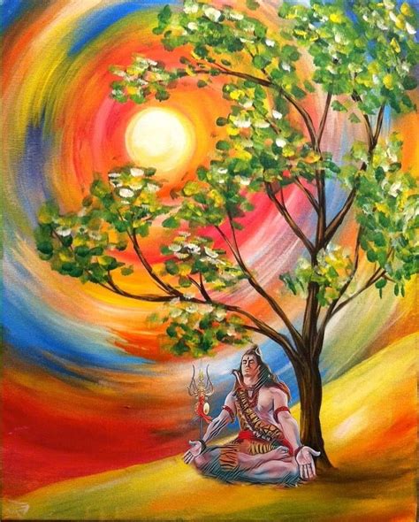 Lord Shiva As Adiyogi In Creative Art Painting Lord Modern Art Indian