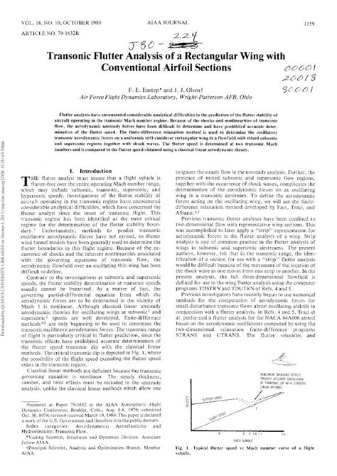 pdf transonic flutter analysis of a rectangular wing with conventional airfoil sections