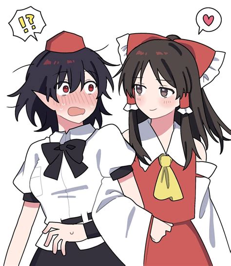 Hakurei Reimu And Shameimaru Aya Touhou Drawn By Sakic43899 Danbooru