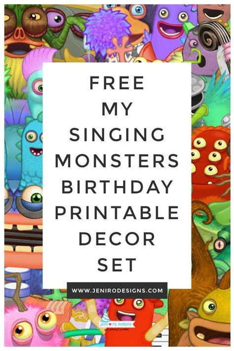 My Singing Monsters Birthday Set In The Free Printable Library