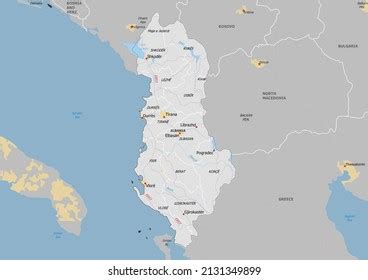Albania Political Map Neighbors Capital National Stock Illustration