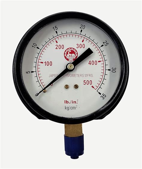 Japsin Dial Pressure Gauge 0 500 PSI 0 35 Kg Cm2 MS Body Dia Size 4
