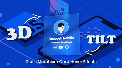 Glass Morphism Card Design With 3D Hover Effects Profile Card Design