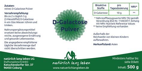 natürlich lang leben D Galactose Pulver 500 g Shop Apotheke