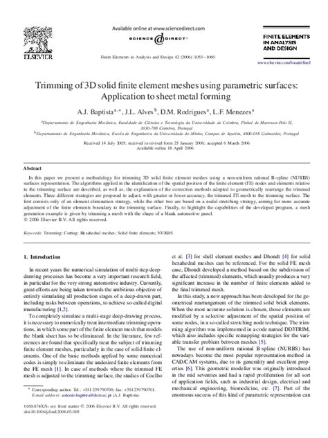 pdf trimming of 3d solid finite element meshes using parametric surfaces application to sheet