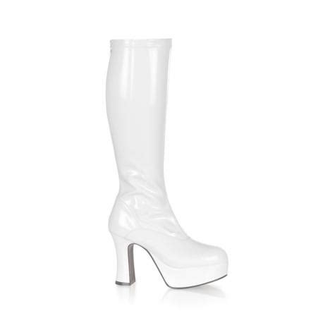 Botte plateforme moulante blanche à talon carré 10 cm petite et grande