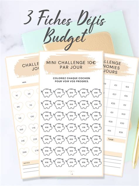Lot De 3 Fiches Défi Budget En Français à Imprimer Format Etsy