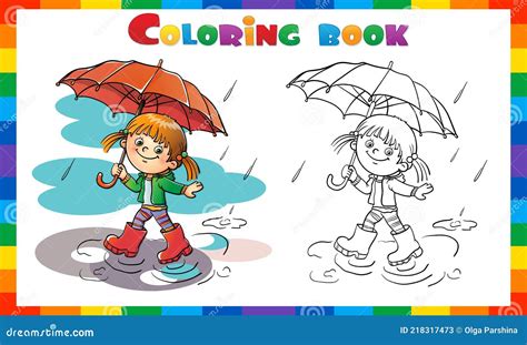 Página Para Colorear Contorno De La Niña De Dibujos Animados Caminando
