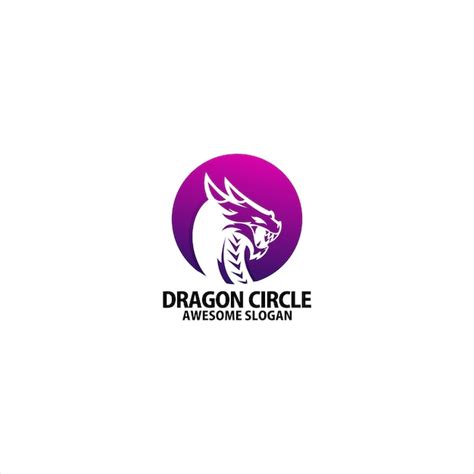 Dragón círculo logo diseño icono degradado color Vector Gratis
