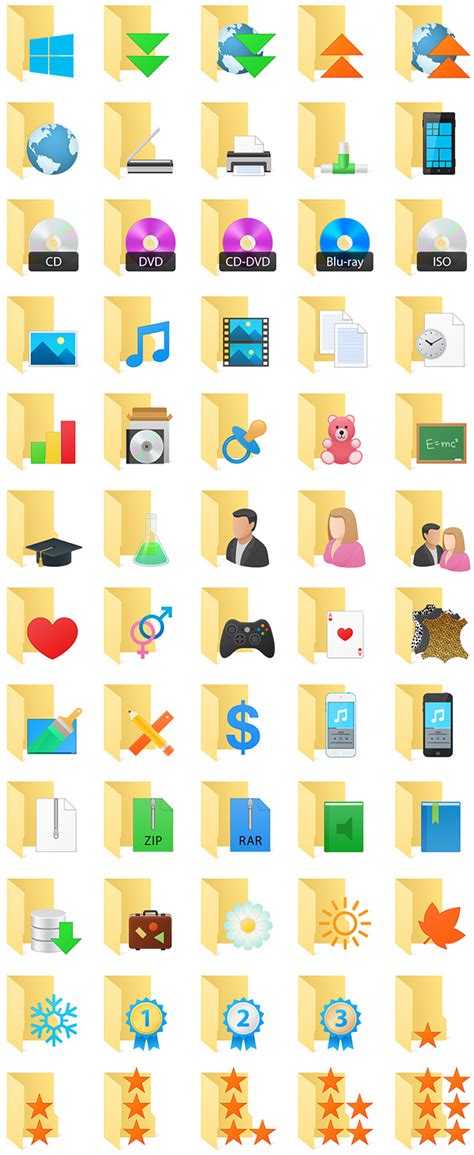 Windows 10 Custom Folder Icon Pack 40 Stylish And Trendy Icon Sets