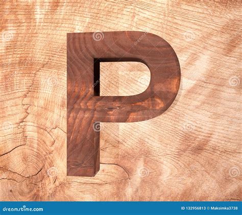 3D Decorative Wooden Alphabet Capital Letter P Stock Illustration