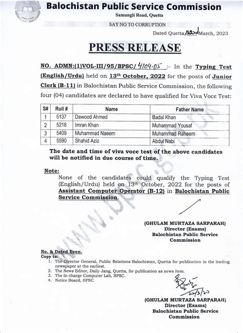 SPSC Typing Test Result 2023 Hyderabad SPSC Sindh Public Service