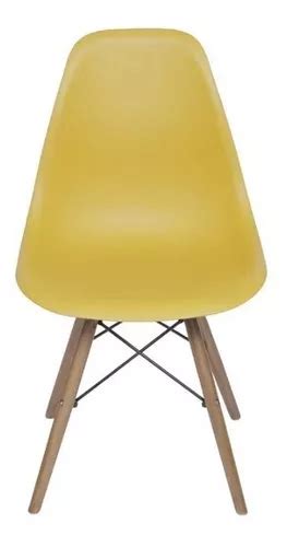 Cadeira de jantar BoxBit DKR Eames base madera estrutura açafrão