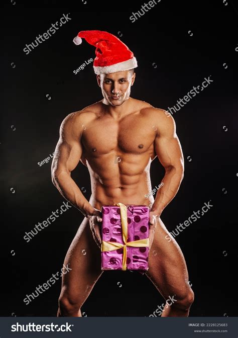 Naked Handsome Male Model Santa Hat Stock Photo 2228125683 Shutterstock