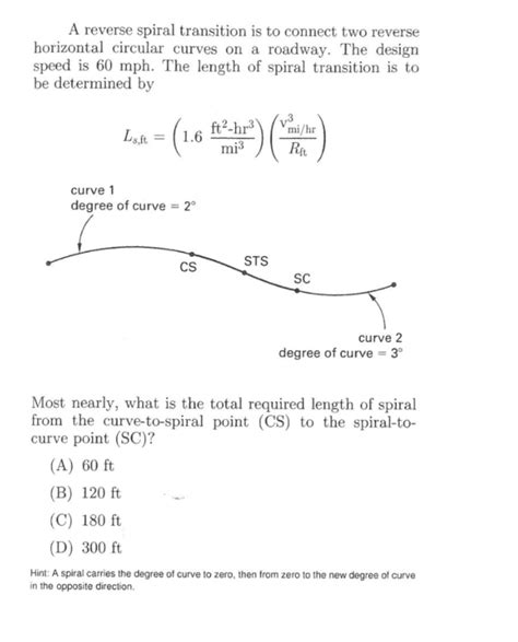 a reverse spiral transition is to connect two reverse horizontal circular curves on a roadway
