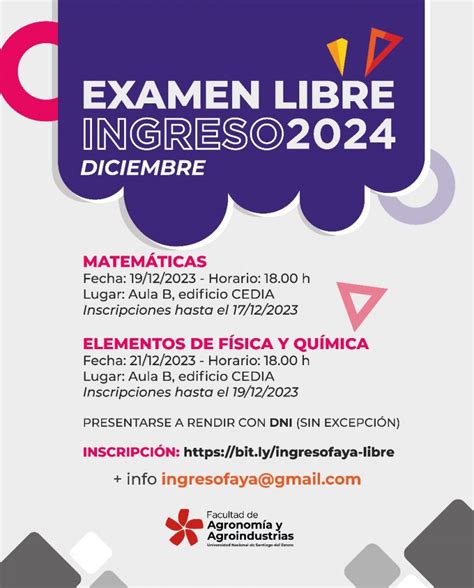 INGRESO 2024 EXAMEN LIBRE DICIEMBRE Facultad de Agronomía y