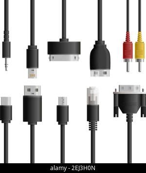 Realistic Usb Cable Connectors Types Set Of Images With Modern Types Of