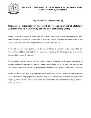 Fillable Online Request For Expression Of Interest Eoi For
