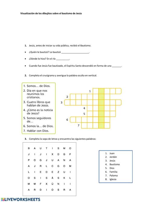 Ficha online de El bautismo de jesus para 2º Primaria Puedes hacer los