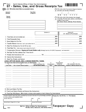 Fillable Online Form St Sales Use And Gross Receipts Tax Fax Email