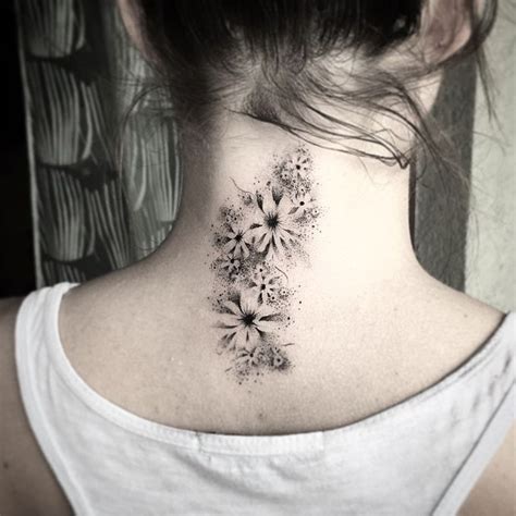 Flowers Neck Tattoo Back Of Neck Tattoos For Women Neck Tattoos