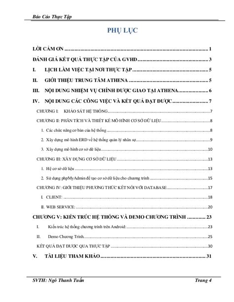 Download Cách trình bày phụ lục trong báo cáo thực tập Tải file