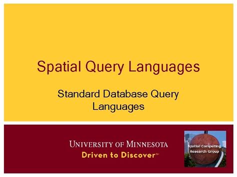 spatial query languages standard database query languages outline