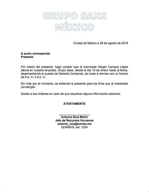 Como Hacer Una Carta De Trabajo