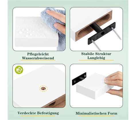Lot De 3 Étagères Murales Blanches Étagères Flottantes En Bois Mdf 10
