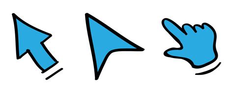 Hand Drawn Pointer Cursor Icons In Doodle Style Vector Art At