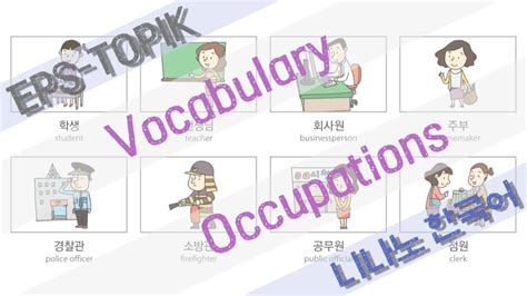 EPS TOPIK 표준교재1 Korean Vocabulary 직업 Occupations YouTube