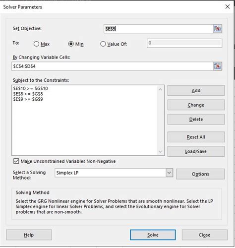 linear programming problem lpp using solver in microsoft excel