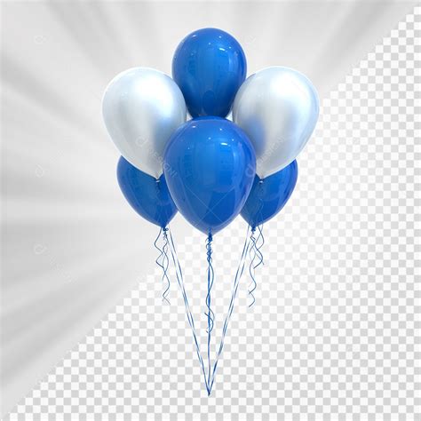 Balões Azul e Cinza Elemento 3D para Composição PSD download Designi