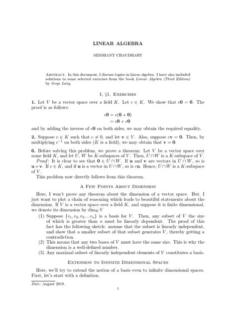 linear algebra pdf basis linear algebra linear subspace
