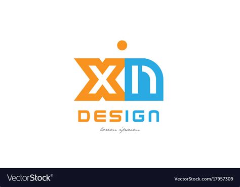 Xn X N Orange Blue Alphabet Letter Logo Royalty Free Vector