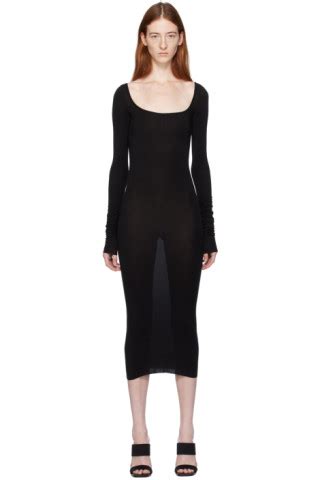 Black Slip Midi Dress By Rick Owens Lilies On Sale