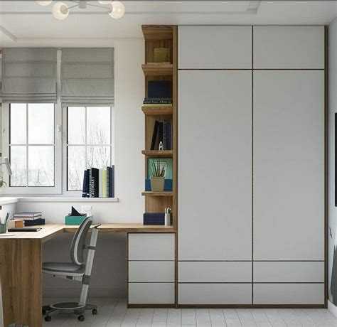 Well Planned Design For Wardrobe With Study Unit Wardrobe Interior
