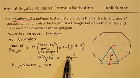 Derivation Of Formula For Area Of Regular Polygons With Side And
