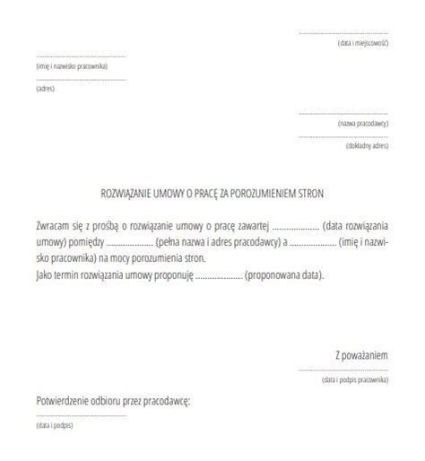 Wypowiedzenie umowy o pracę wzór pdf Zobacz kiedy możliwe jest