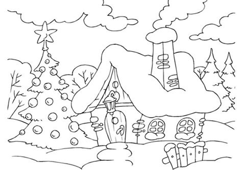 Coloriage Paysage de Noël télécharger et imprimer gratuit sur