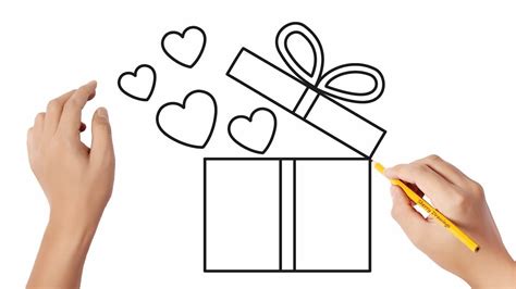 How To Draw A Gift Box Easy Drawings Youtube