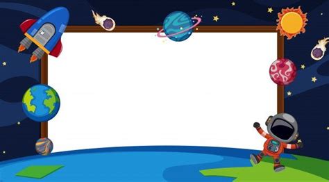 Premium Vector Border Template With Planets In Space Background